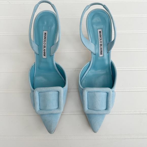 Manolo Blahnik | Shoes | Manolo Blahnik Maysli Slingback Buckle Suede ...